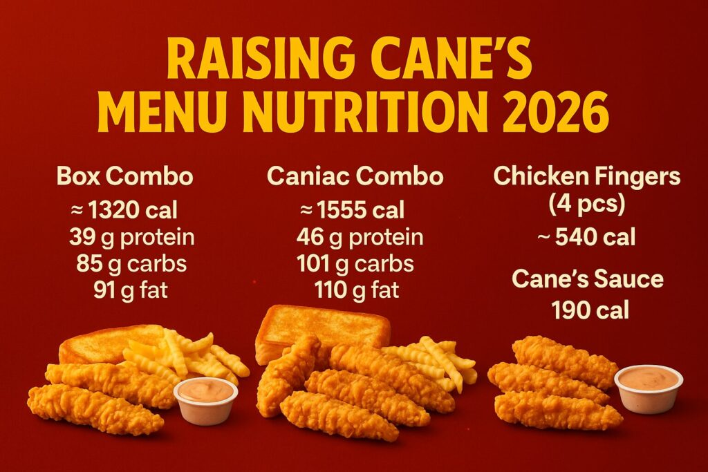 Cane’s Menu Nutrition 2026